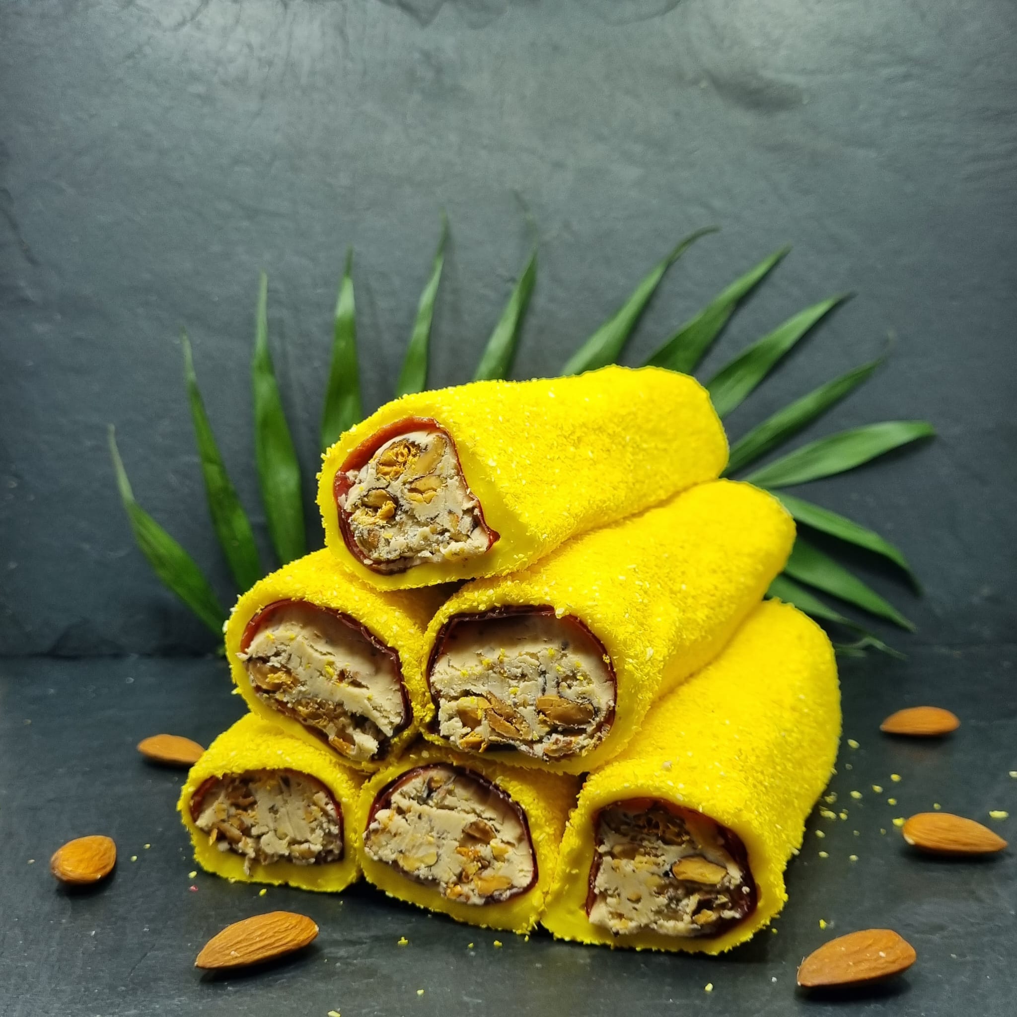 Banana and cherry lukum with almond and cream. (s163) - Gourmet Market
